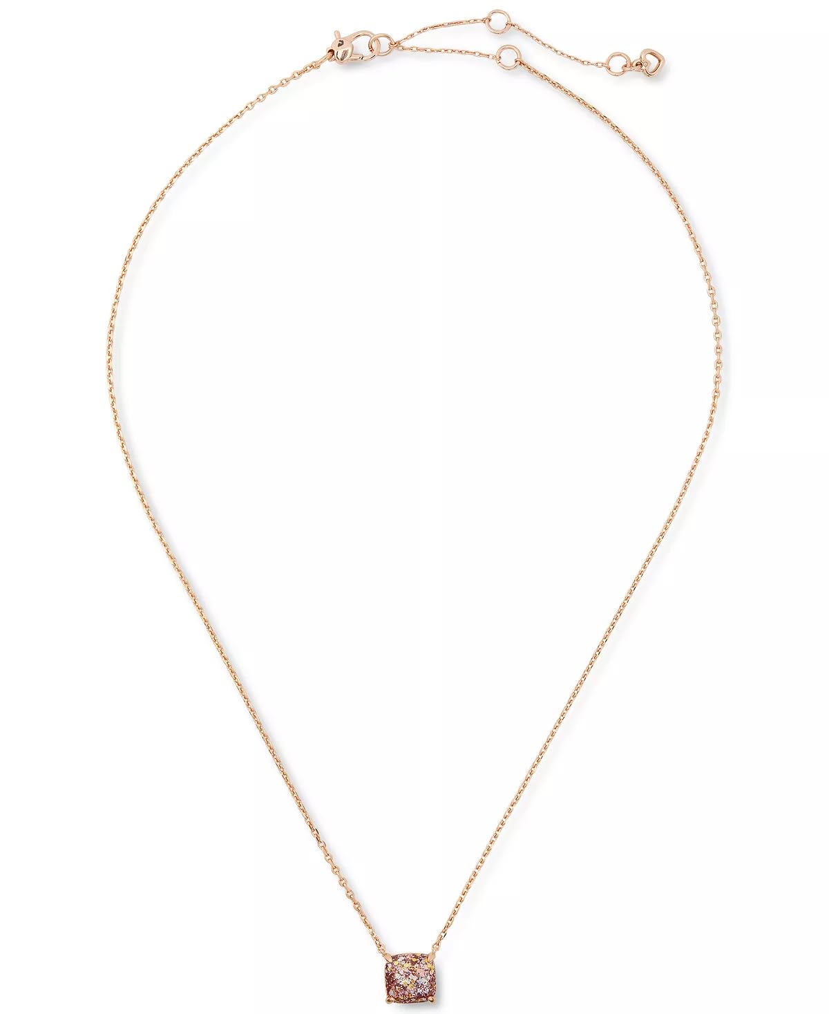 kate spade new york Mini Small Square Pendant, Rose Gold Glitter, One Size