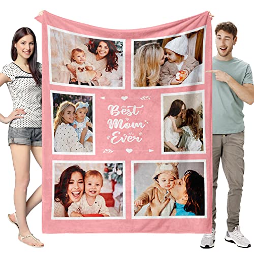 Easycosy Gifts for Mom Custom Blanket with Photo Personalized Picture Collage Throw Blanket Customized Mothers Day Birthday Gifts from Daughter 30"x40"