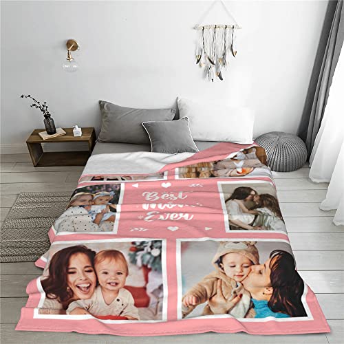 Easycosy Gifts for Mom Custom Blanket with Photo Personalized Picture Collage Throw Blanket Customized Mothers Day Birthday Gifts from Daughter 30"x40"