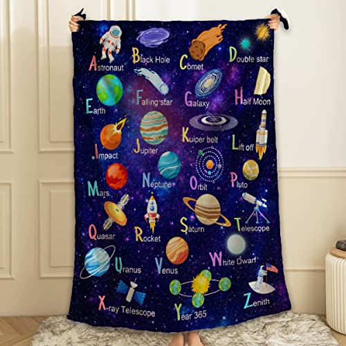 ARTBLANKET Space Alphabet Throw Blanket Fannel Fleece Super Soft Funny Blanket Travel Throw Blanket for Bed Couch Sofa 40 x 50 Inch for Kid