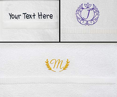 Home and Plan Personalized Towels with Text | 4-Piece Set, 2 Hand Towels (16x30), 2 Wash Cloths (13x13) | Premium Quality Decorative Turkish Cotton | Embroidered in The USA - Custom Text