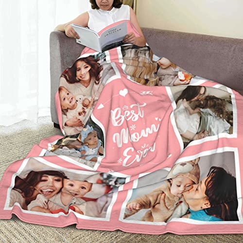 Easycosy Gifts for Mom Custom Blanket with Photo Personalized Picture Collage Throw Blanket Customized Mothers Day Birthday Gifts from Daughter 30"x40"