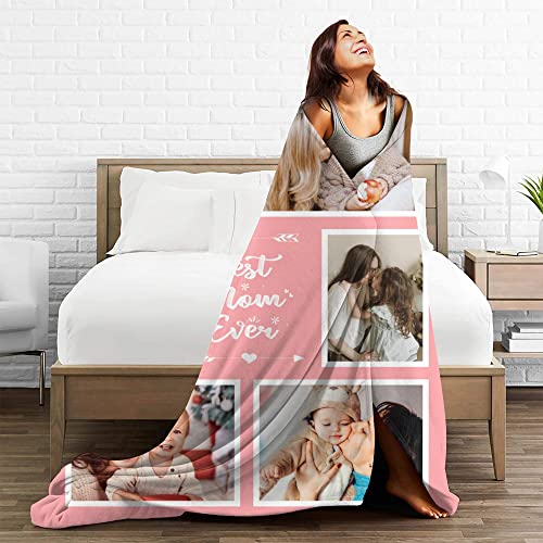 Easycosy Gifts for Mom Custom Blanket with Photo Personalized Picture Collage Throw Blanket Customized Mothers Day Birthday Gifts from Daughter 30"x40"