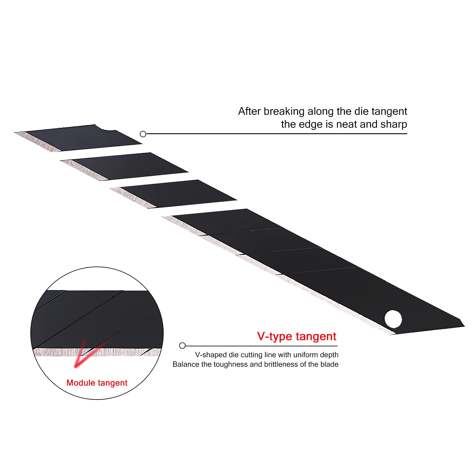 FOSHIO 100PCS 30 Degree Blades Carbon Steel Snap Off Blades 9mm for Box Cutters Utility Knife Universal Art Knife Replacement Black Blades