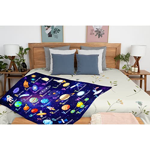 ARTBLANKET Space Alphabet Throw Blanket Fannel Fleece Super Soft Funny Blanket Travel Throw Blanket for Bed Couch Sofa 40 x 50 Inch for Kid