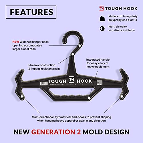 Original Tough Hook Hanger Max Pack Set of 4 | 2 Black and 2 Midnight Black |USA Made | Multi Pack