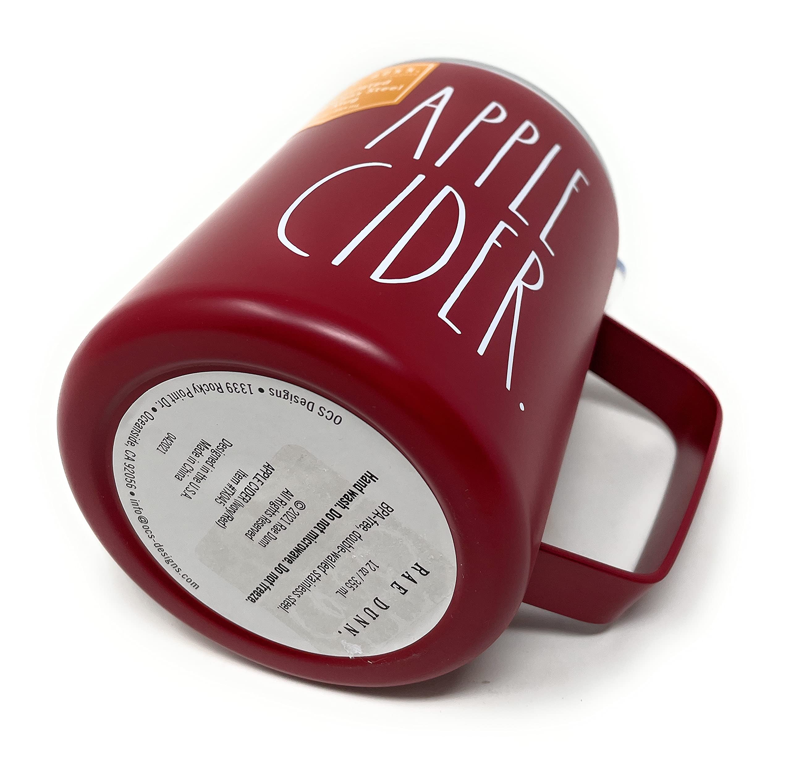 Rae Dunn APPLE CIDER 12 Ounce Maroon Red Color Insulated Stainless Steel Cup Mug With Clear Lid
