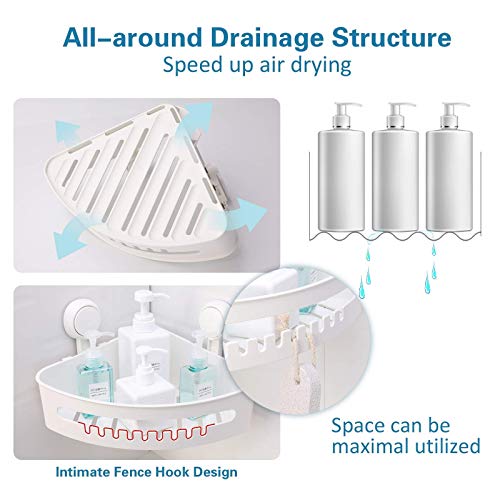 TAILI Suction Corner Shower Caddy Bathroom Shower Shelf & TAILI Suction Cup Toothbrush Holder
