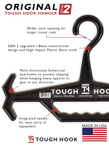 Original Tough Hook Hanger Max Pack Set of 4 | 2 Black and 2 Midnight Black |USA Made | Multi Pack