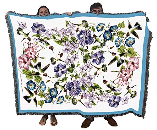 Pure Country Weavers Hummingbirds Blanket by Elena Vladykina - Bird Garden Floral Gift Tapestry Throw Woven from Cotton - Made in The USA (72x54)