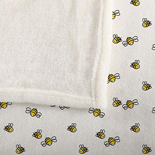 Mugod Bee Throw Blanket Cute Cartoon Baby Bee Seamless Pattern Honey Vector Decorative Soft Warm Cozy Flannel Plush Throws Blankets for Baby Toddler Dog Cat 30 X 40 Inch