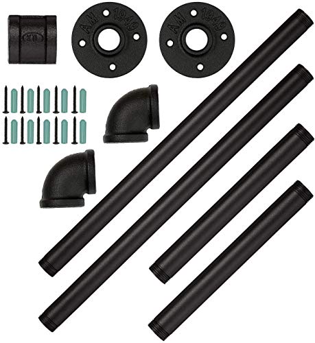 SERENITA Industrial Pipe Clothing Rack 37" Heavy Duty Black Iron Pipe Clothing Garment Hanging Rod Bars. Wall Mounted. Closet Laundy 1 Piece