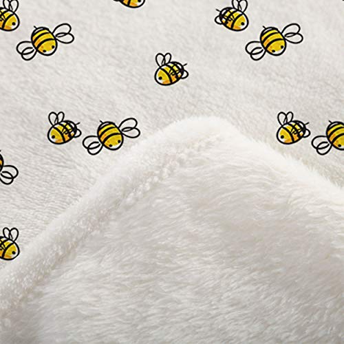 Mugod Bee Throw Blanket Cute Cartoon Baby Bee Seamless Pattern Honey Vector Decorative Soft Warm Cozy Flannel Plush Throws Blankets for Baby Toddler Dog Cat 30 X 40 Inch
