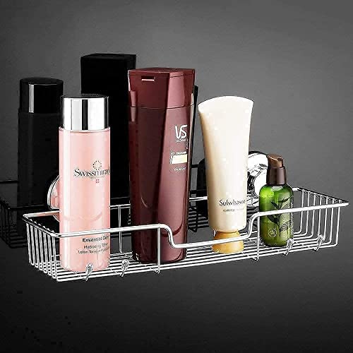 iPEGTOP 1 Pack Suction Cup Wide Shower Caddy &2 Pack Deep Shower Caddy Bath Wall Shelf for Large Shampoo Shower Gel Holder Bathroom Storage