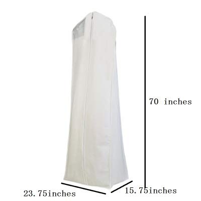 VANVENE Large Garment Bags 72 Saver Dustproof Cover Storage Bag Wedding Dress Bag Prom Ball Gown Garment Clothes Protector (White)