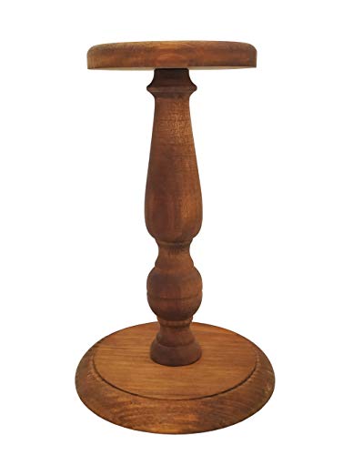 Owlgift Rustic Brown Vintage Style Wood Hat Stand, Wig Holder Display, Helmet Organizer Storage