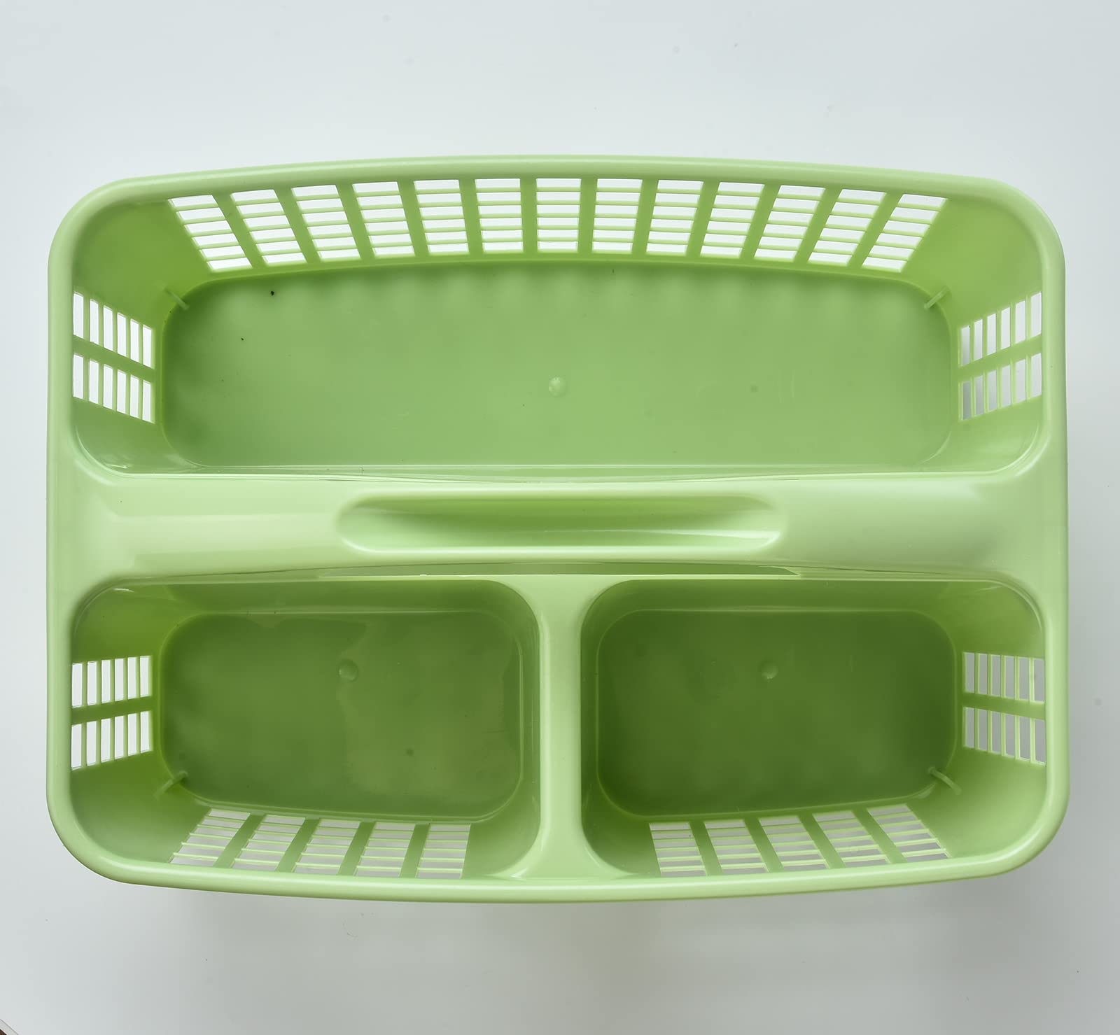 ALINK Plastic Shower Caddy Basket with Compartments, Portable Divided Cleaning Supply Storage Organizer with Handle for College Dorm Bathroom - Green