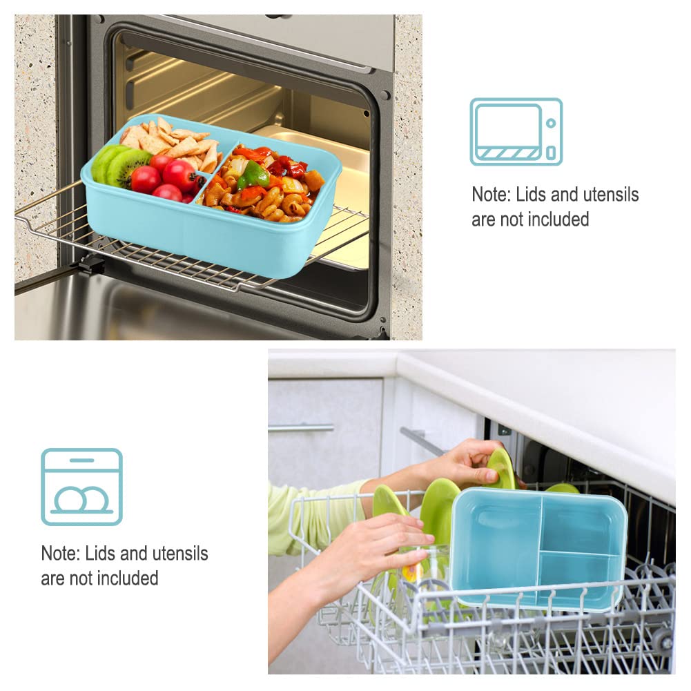 NatraProw Bento Box for Adult, 1200 ML Lunch Containers, LeakProof Lunch Box with Utensils, BPA Free, 3 Compartment Bento Box Microwave Safe, Blue