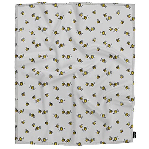 Mugod Bee Throw Blanket Cute Cartoon Baby Bee Seamless Pattern Honey Vector Decorative Soft Warm Cozy Flannel Plush Throws Blankets for Baby Toddler Dog Cat 30 X 40 Inch