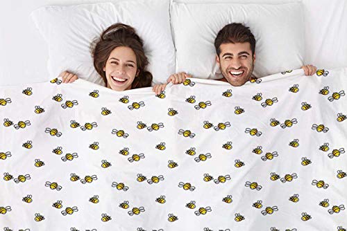 Mugod Bee Throw Blanket Cute Cartoon Baby Bee Seamless Pattern Honey Vector Decorative Soft Warm Cozy Flannel Plush Throws Blankets for Baby Toddler Dog Cat 30 X 40 Inch