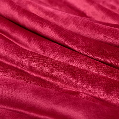 NANPIPER Sherpa Queen Size Blanket,Soft Fuzzy Fleece Blanket,Warm Plush Microfiber Blankets,Wine Red 90"x90"