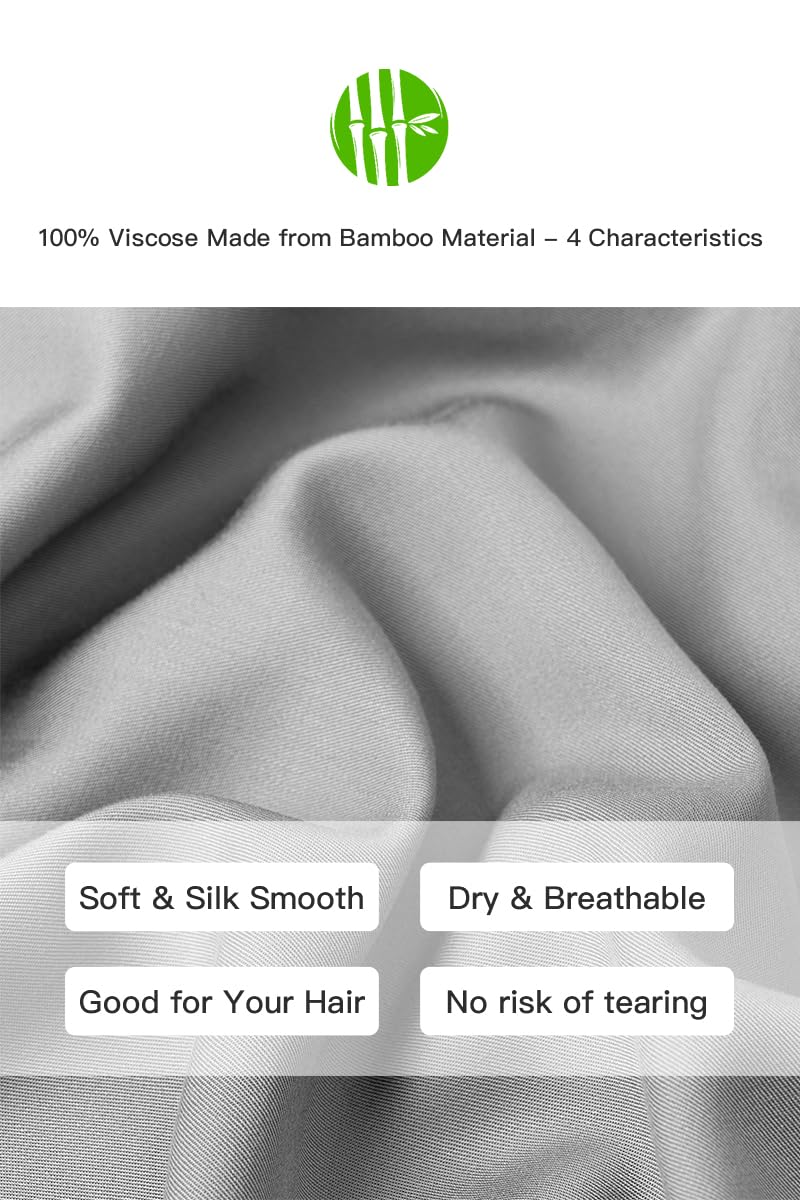100% Viscose Made from Bamboo Breathable Pillowcases Standard Size Set of 2-Pack for Hot Sleepers and Night Sweats- Softness and Cooling Pillow Cases-Envelope Closure (Gery -20 x 26 Inches)