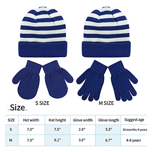 LAPI.ZAPI Toddler Hat and Gloves Set Girl Boys, Baby Winter Hats and Mittens for kids Warm Knitted Beanie (4-8 Years, M-Pink/White)