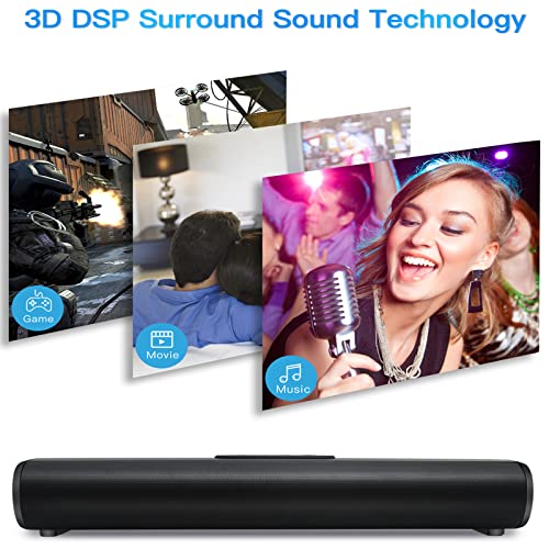 LIPEILA Soundbar for TV with Bluetooth 50W Speakers for TV Home Theater Audio Surround Sound System Small Sound Bar with Subwoofer for TV PC Projectors Tablets,Remote Control,Opt/AUX/USB/HDMI (Brown)
