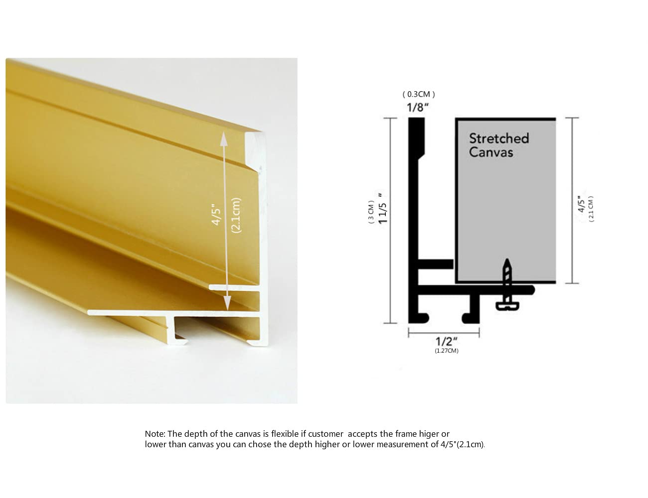 GVS-ART DIY Metal Floating Frame for 12X12 Canvas Painting Art,4/5"(2.1cm) Depth, Floater Frame,Mental Frame Kit, Cut to Pieces,Not Include Canvas or Mat Light Gold Frame