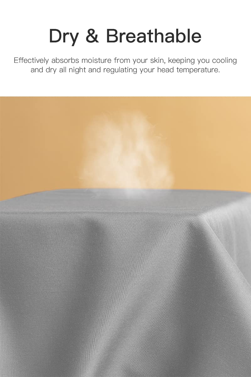 100% Viscose Made from Bamboo Breathable Pillowcases Standard Size Set of 2-Pack for Hot Sleepers and Night Sweats- Softness and Cooling Pillow Cases-Envelope Closure (Gery -20 x 26 Inches)