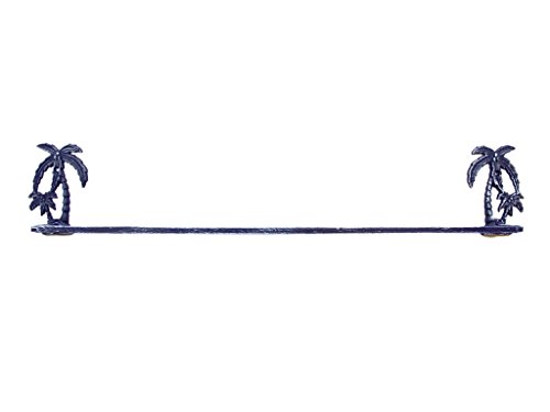 Rustic Dark Blue Cast Iron Palm Tree Bath Towel Holder 26ââ‚¬ - Cast Iron Decor -