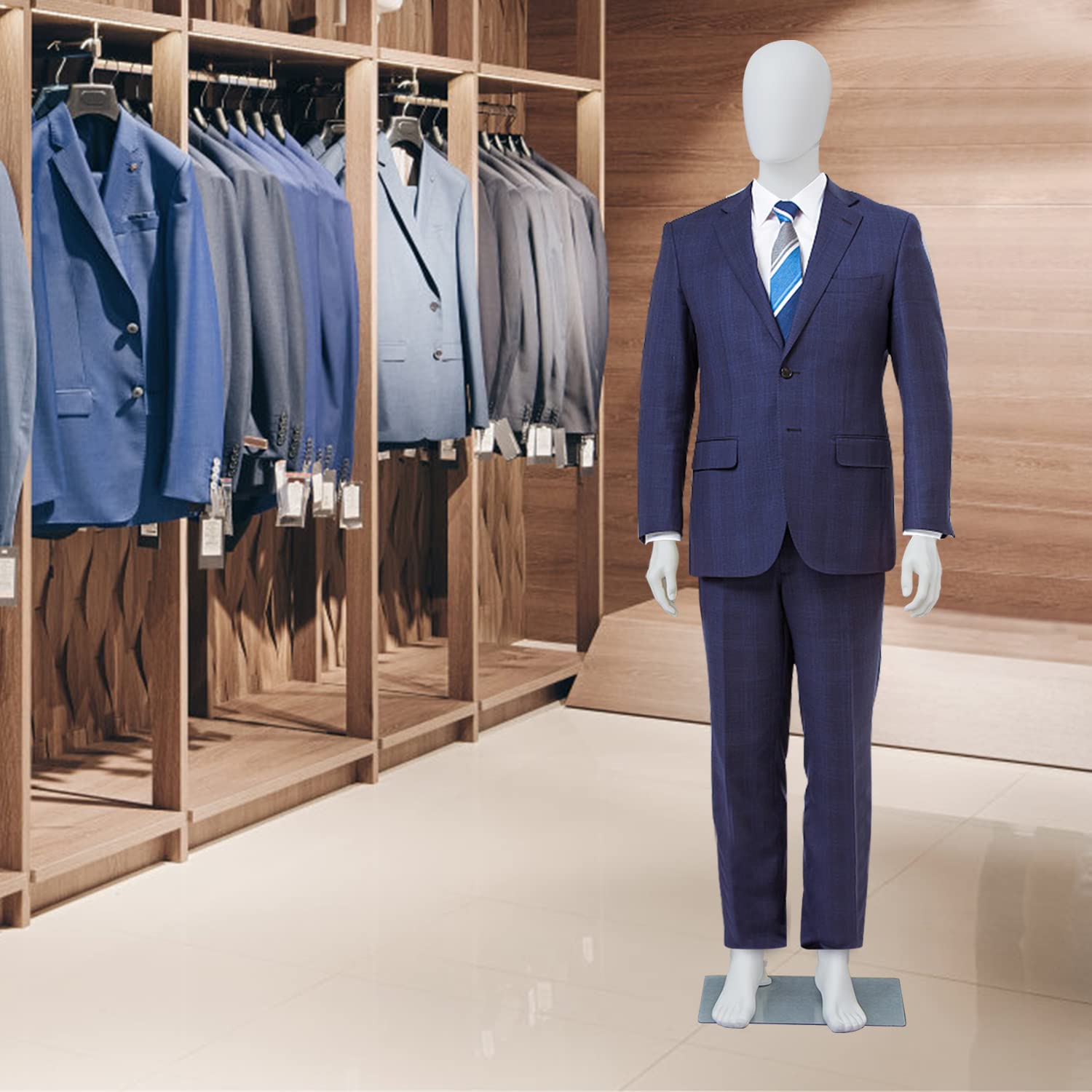 6Ft Male Mannequin Dress Form Display - Manikin Torso Stand Realistic Full Body Mannequin for Retail Clothing Shops, Halloween Christmas Cosplay, White
