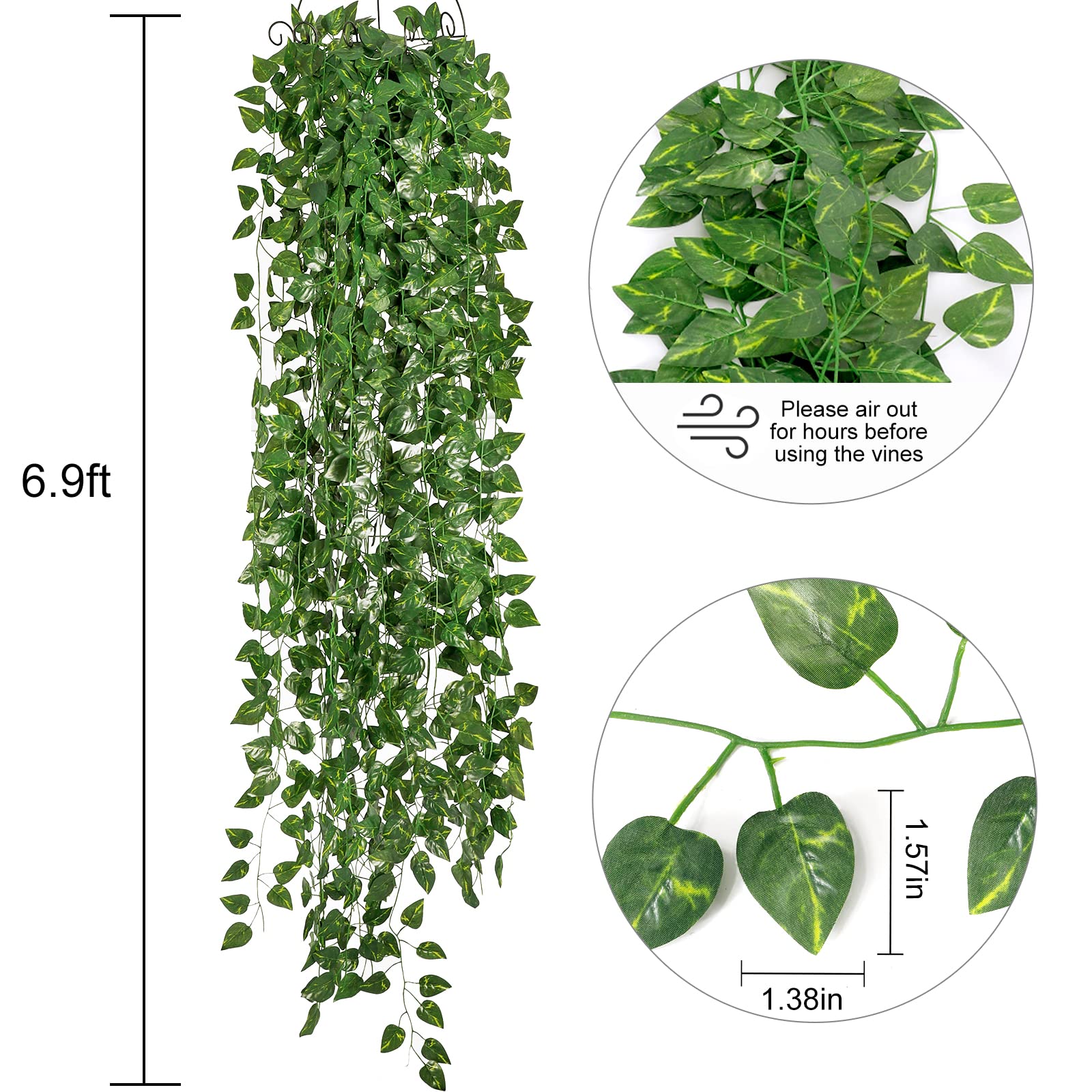 WhOnline 10pcs Fake Vines 69ft Artificial Greenery Garland Fake Hanging Plants Greenery Wall Backdrop for Home Bedroom Wedding Decoration Jungle Theme Party Supplies