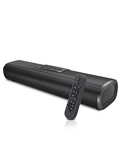 LIPEILA Soundbar for TV with Bluetooth 50W Speakers for TV Home Theater Audio Surround Sound System Small Sound Bar with Subwoofer for TV PC Projectors Tablets,Remote Control,Opt/AUX/USB/HDMI (Brown)