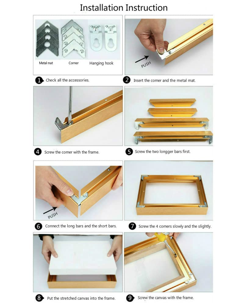 GVS-ART DIY Metal Floating Frame for 12X12 Canvas Painting Art,4/5"(2.1cm) Depth, Floater Frame,Mental Frame Kit, Cut to Pieces,Not Include Canvas or Mat Light Gold Frame