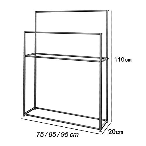 -Shelf Balcony Bathroom Freestanding Towel Holder,Metal Towel Rack Stand Alone,Bath Towel Stand for Bathroom Floor,Pool,Kitchen,Washroom/Black/85 * 20 * 110Cm