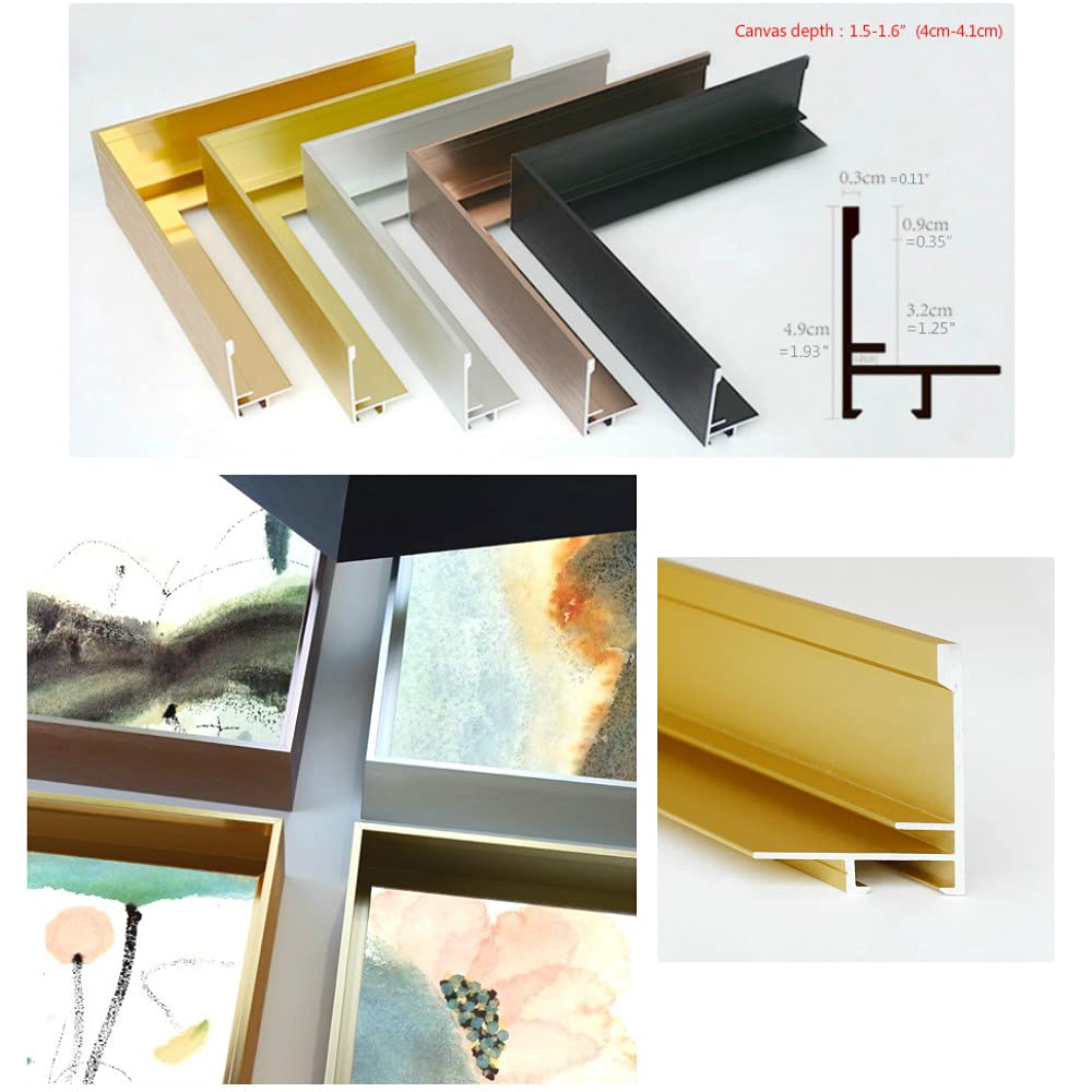 GVS-ART DIY Metal Floating Frame for 12X12 Canvas Painting Art,4/5"(2.1cm) Depth, Floater Frame,Mental Frame Kit, Cut to Pieces,Not Include Canvas or Mat Light Gold Frame