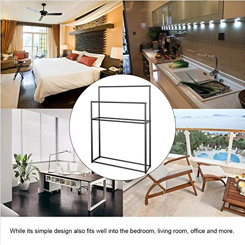 -Shelf Balcony Bathroom Freestanding Towel Holder,Metal Towel Rack Stand Alone,Bath Towel Stand for Bathroom Floor,Pool,Kitchen,Washroom/Black/85 * 20 * 110Cm