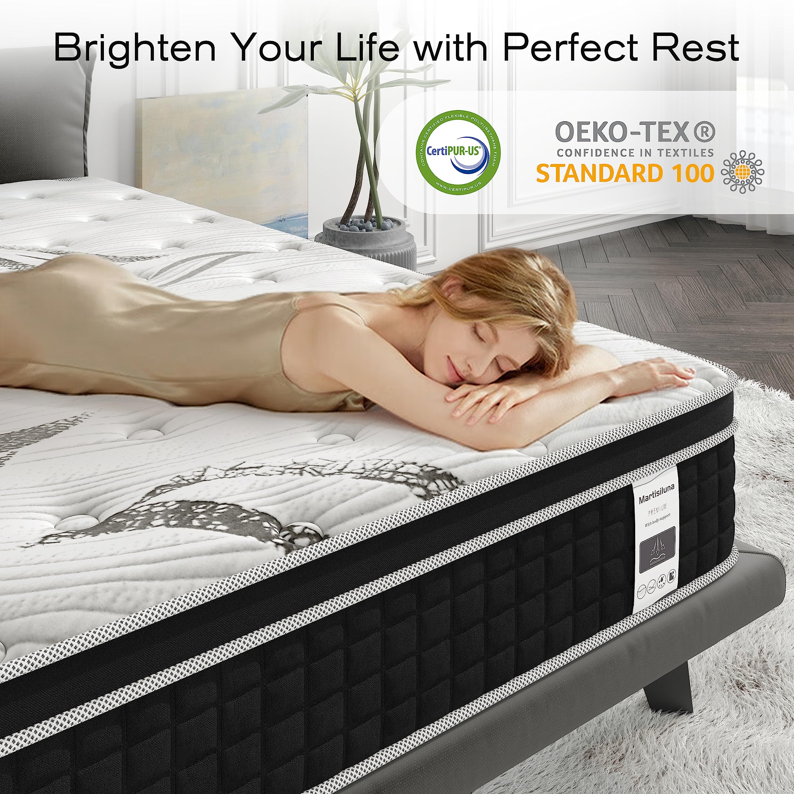 Martisiluna YM-QU 10.5 Inch Hybrid Gel Memory Foam Mattress in a Box with Individually Wrapped Coil Innerspring and Enhanced Edge Support, Twin