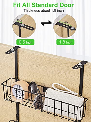 SMARTAKE Shower Caddy Over The Door, Bathroom Shelf with 10 Hooks, Fast-Draining Over Door Bathroom Organizer, Hanging Storage Rustproof for Dorm, Toilet, Bath and Kitchen (Black)