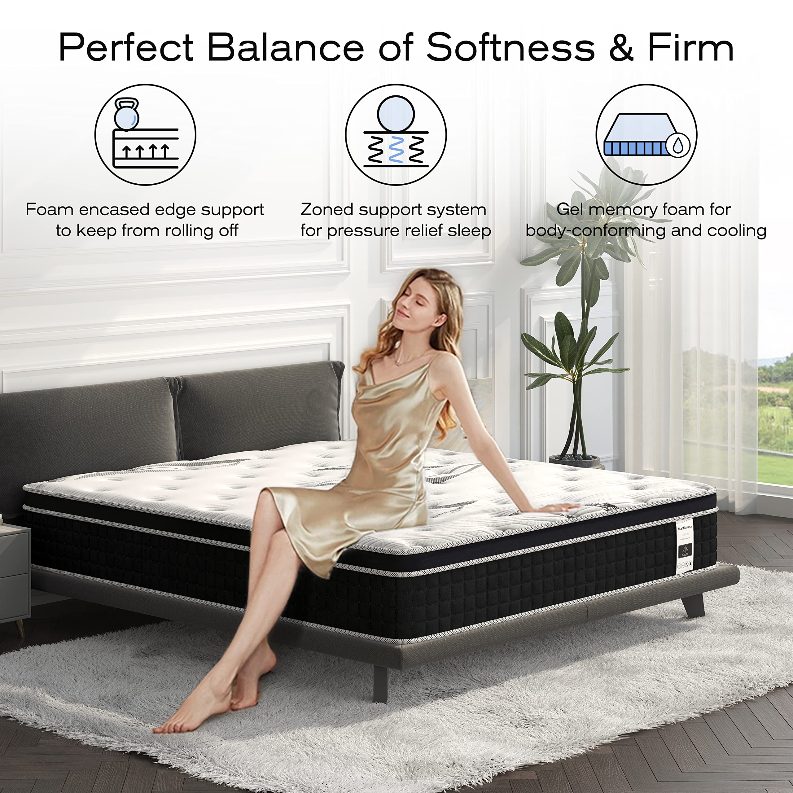 Martisiluna YM-QU 10.5 Inch Hybrid Gel Memory Foam Mattress in a Box with Individually Wrapped Coil Innerspring and Enhanced Edge Support, Twin