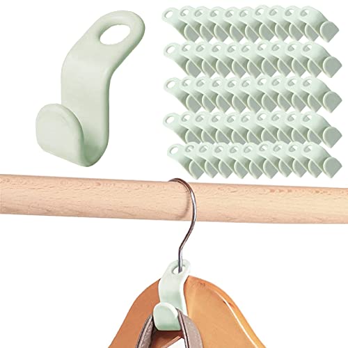 Clothes Hanger Connector Hooks, 50PCS Cascading Clothes Hangers for Heavy Duty Space Saving Cascading Connection Hooks for Clothes Closet(Green)