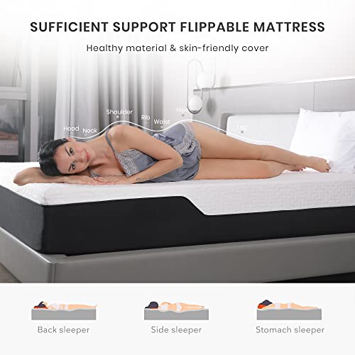 12 inch Queen Size Memory Foam Mattress ,Bed Mattress in a Box,Medium Firm ,5 Layer All Foam System Supportive & Pressure Relief -365 Nights Trail