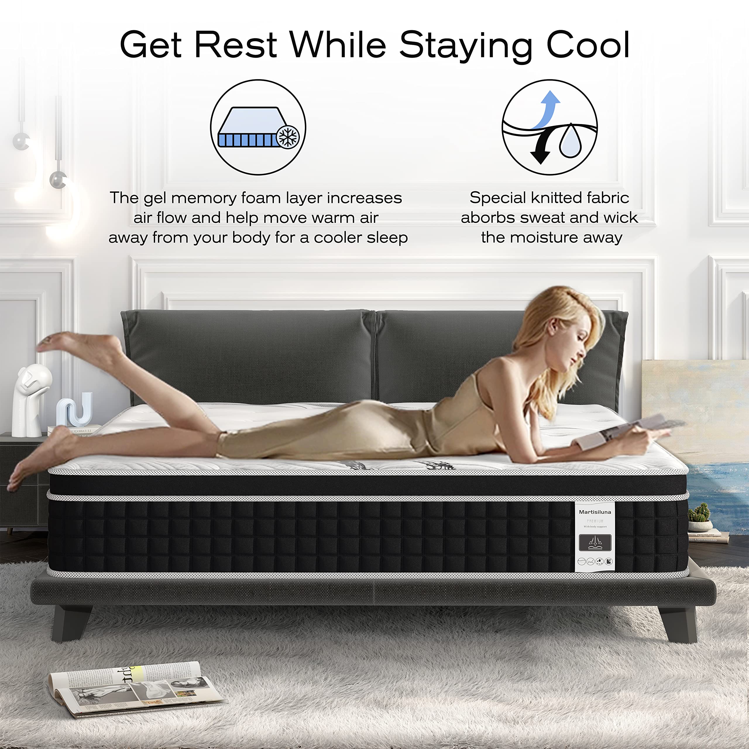 Martisiluna YM-QU 10.5 Inch Hybrid Gel Memory Foam Mattress in a Box with Individually Wrapped Coil Innerspring and Enhanced Edge Support, Twin