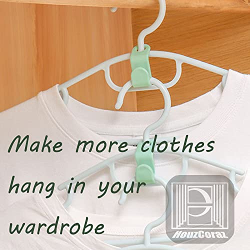 Clothes Hanger Connector Hooks, 50PCS Cascading Clothes Hangers for Heavy Duty Space Saving Cascading Connection Hooks for Clothes Closet（Green）