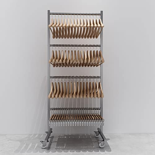 Clothing Hanger Storage System, Stainless Steel Hanger Storage Rack Holder with Hanger Bars, Retail Store Hanger Organizer Stacker, Hanger Rack Stand for Dress Hangers /Skirt Hangers/Pant Hangers