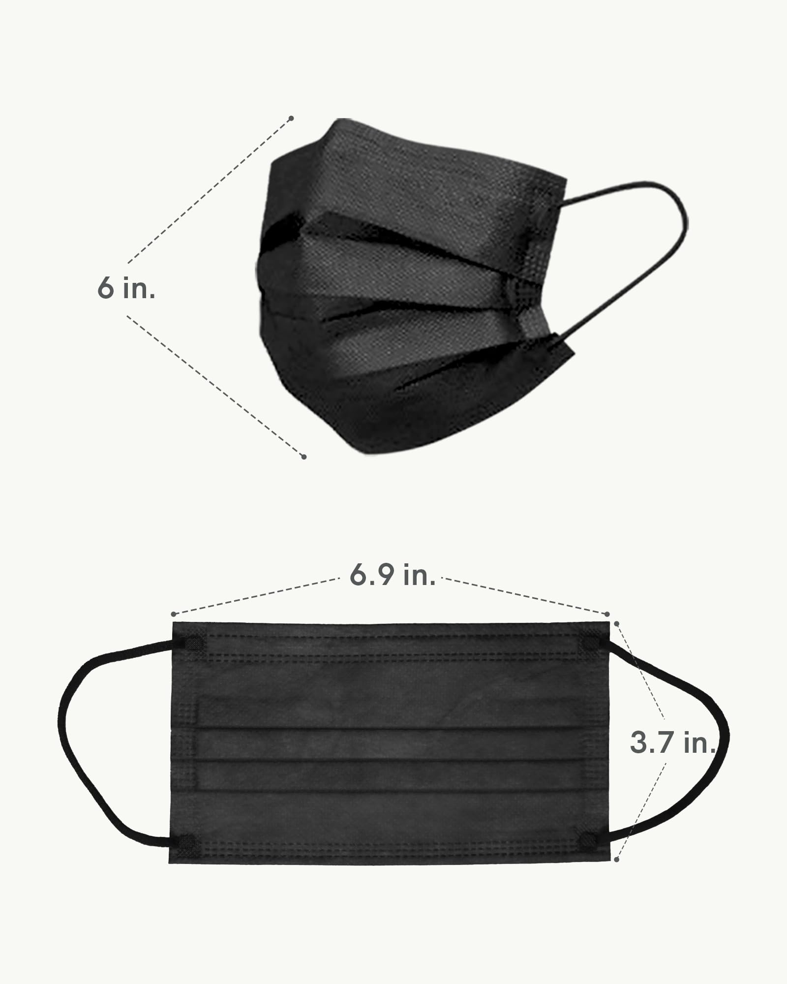 FriCARE Face Masks Disposable for Adults, 4 Ply ASTM Level 3, FSA HSA Eligible, Allergy Protection, Individually Wrapped, 50 Pack, Classic Solid Black