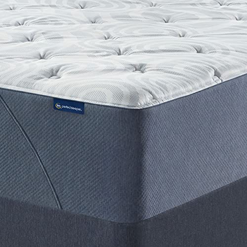Serta Perfect Sleeper 11 Inch Queen Gel Memory Foam Hybrid Mattress, Medium, USA Built, 100-Night Trial, CertiPUR-US Certified - Tranquil Wave, White and Light Blue