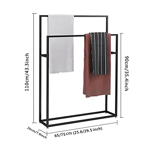 -Shelf Balcony Bathroom Stand Alone Towel Holder,Freestanding Towel Rack Stand,Metal Towel Drying Rack Ladder for Bathroom/Kitchen/Bathtub/Black/65 * 20 * 110Cm