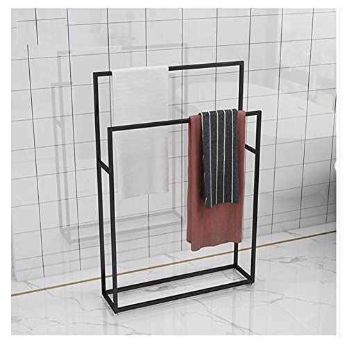 -Shelf Balcony Bathroom Stand Alone Towel Holder,Freestanding Towel Rack Stand,Metal Towel Drying Rack Ladder for Bathroom/Kitchen/Bathtub/Black/65 * 20 * 110Cm